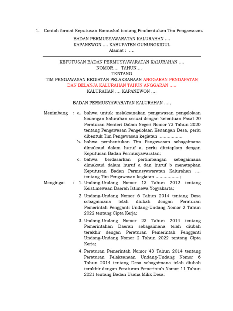 Pembentukan Tim Pengawasan IUMK | PDF