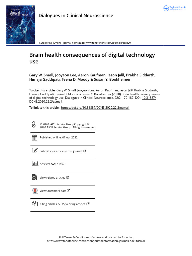 Brain Health Consequences of Digital Technology Use | PDF | Attention Deficit Hyperactivity ...