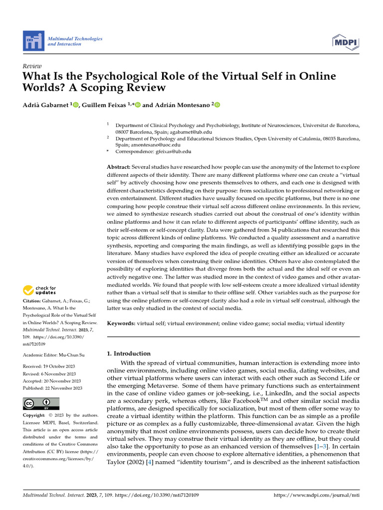 Virtual Self | PDF | Identity (Social Science) | Self Concept