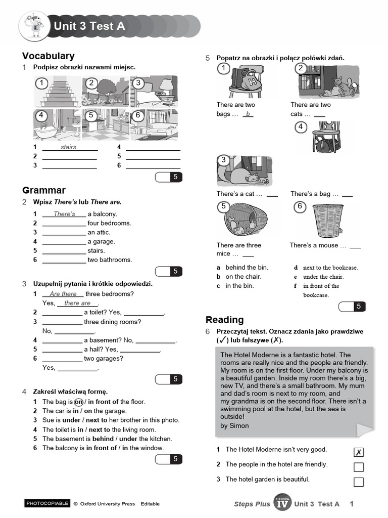 TEST KL IV Steps Plus 4 U3 | PDF | Bedroom | Interior Design