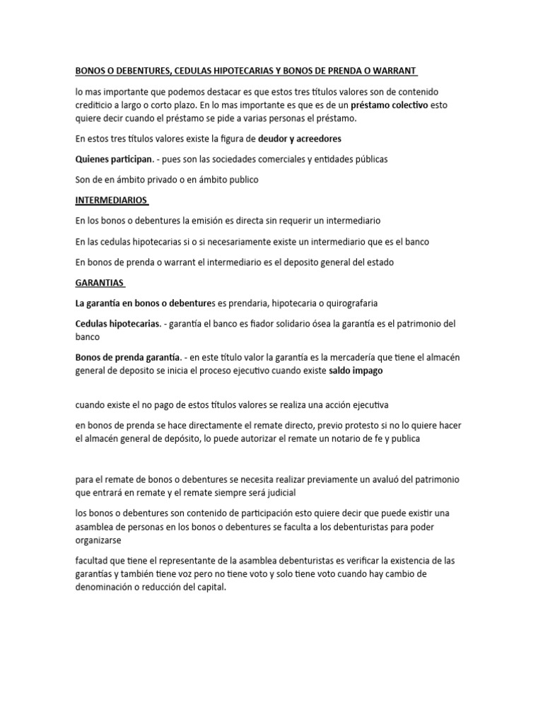 Bonos o Debentures | PDF