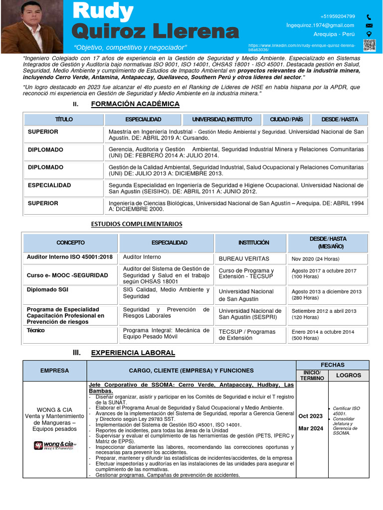 Currículum de Rudy Enrique | PDF | Business