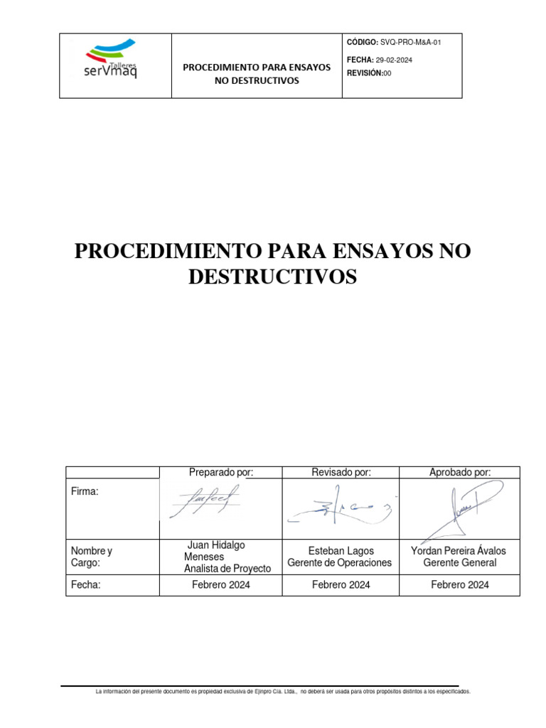 Procedimiento para Ensayos No Destructivos | PDF | Soldadura | Construcción