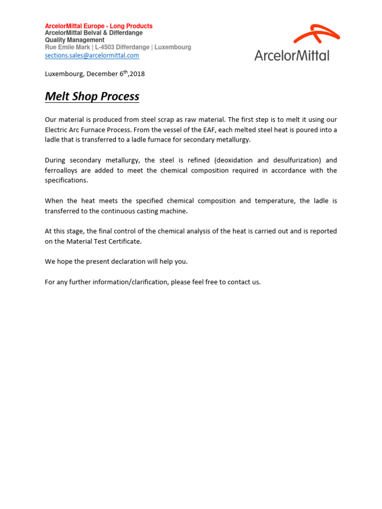 Melt Shop Process | PDF
