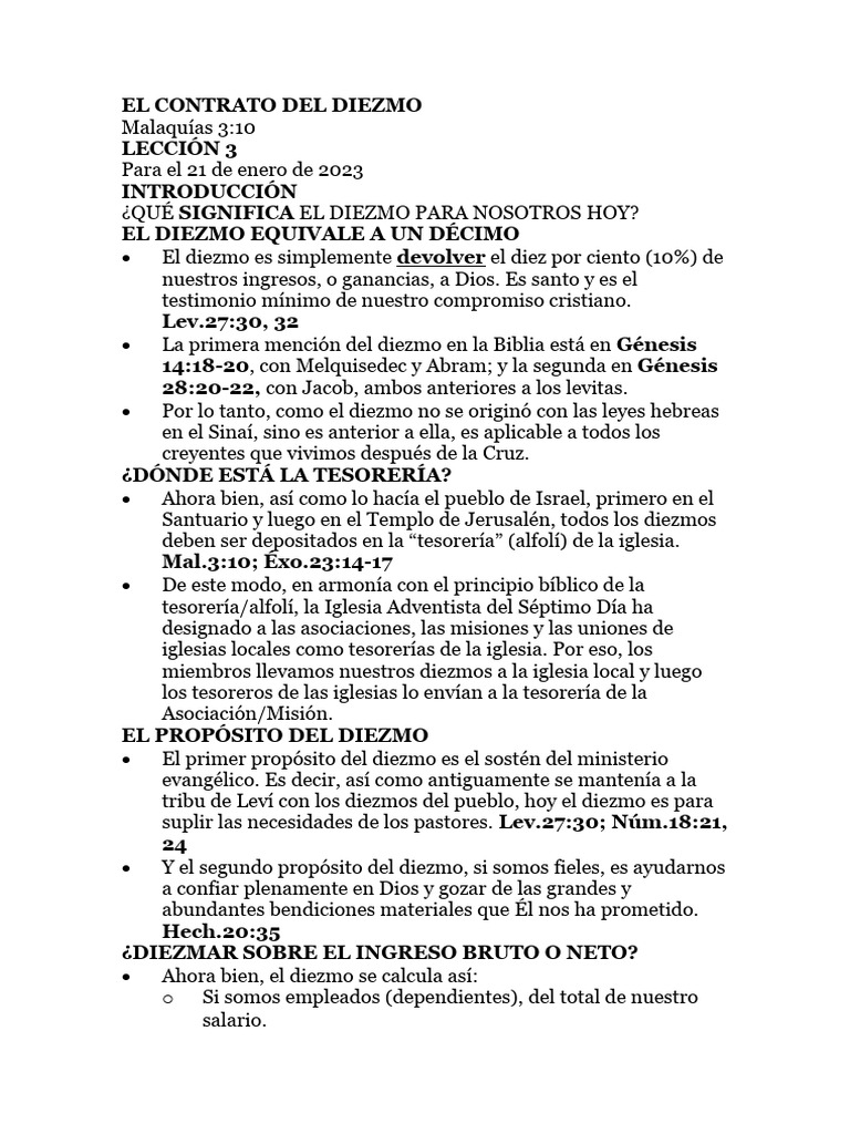 LECCIÓN 3. EL CONTRATO DEL DIEZMO | PDF | Diezmo