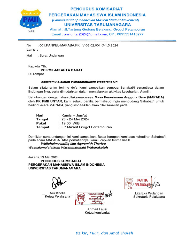Undangan PC PMII-1 | PDF