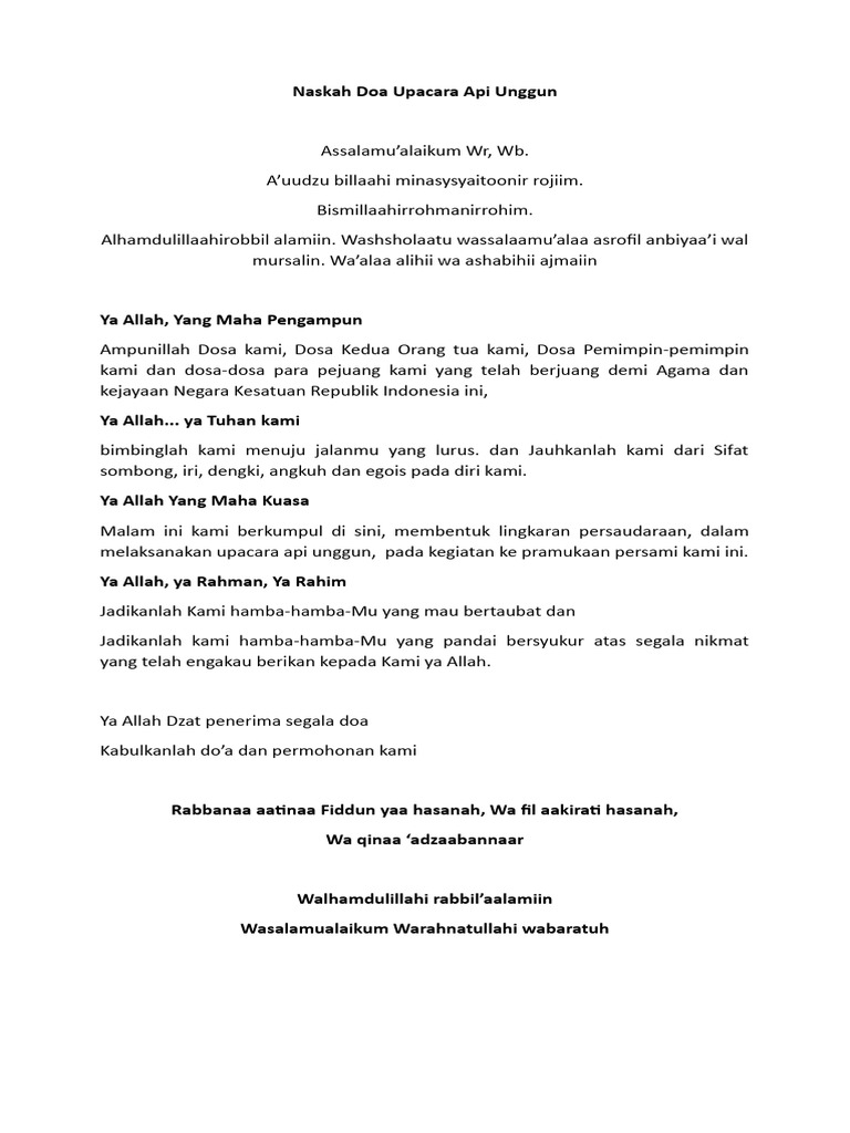 Doa Upacara Api Unggun | PDF | Kajian Bahasa Asing