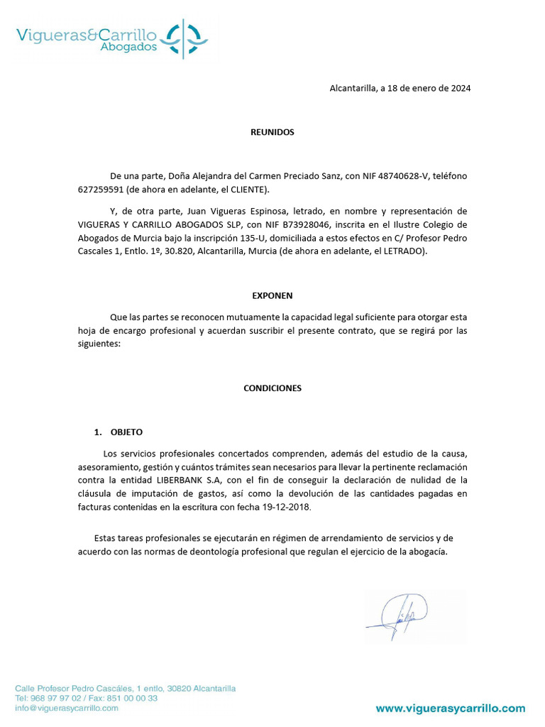 hoja de encargo Alejandra | PDF | Abogado | Mediación