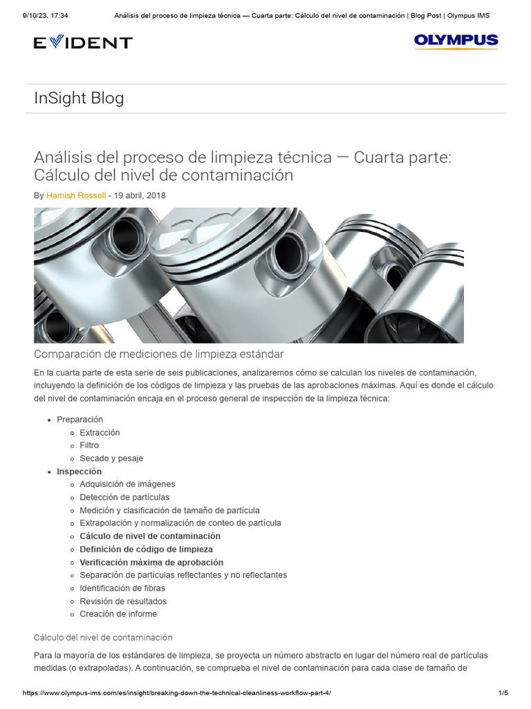 Análisis Del Proceso de Limpieza Técnica - Cuarta Parte - Cálculo Del Nivel de Contaminación ...