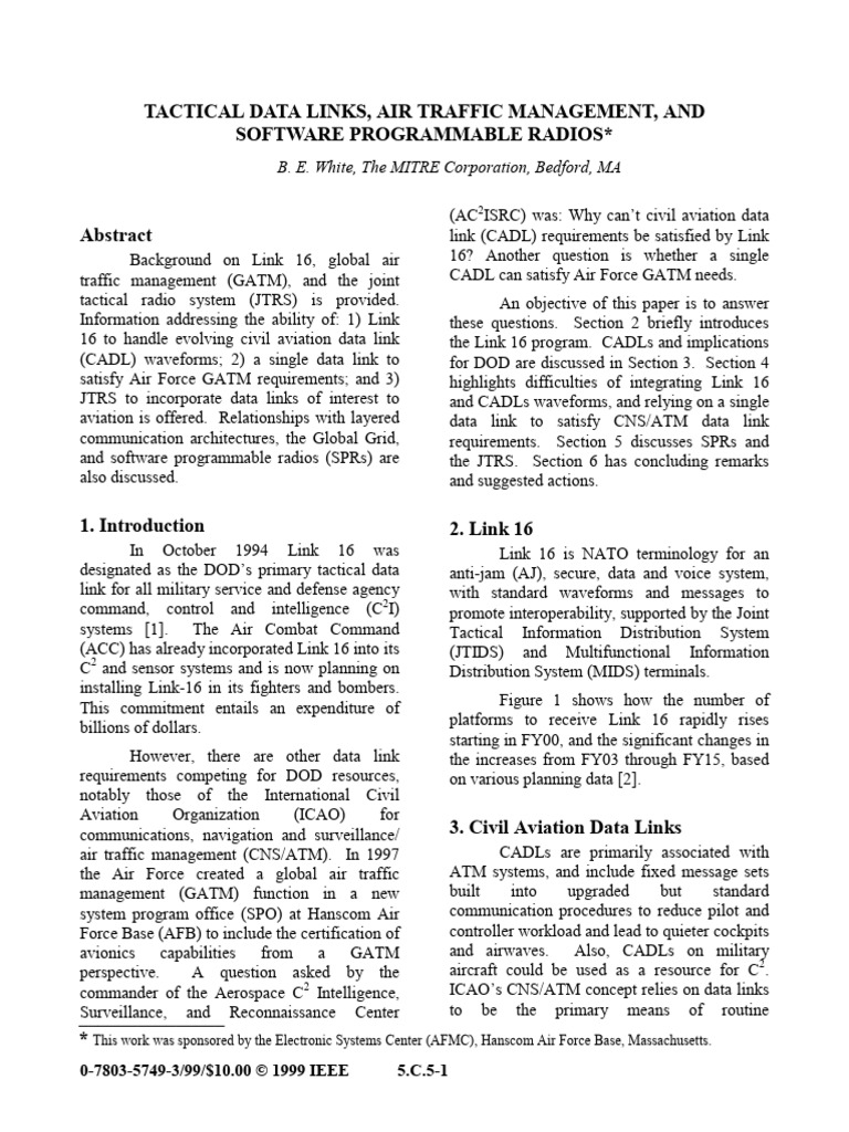 Tactical Data Links and Air Traffic Management | PDF | Osi Model ...