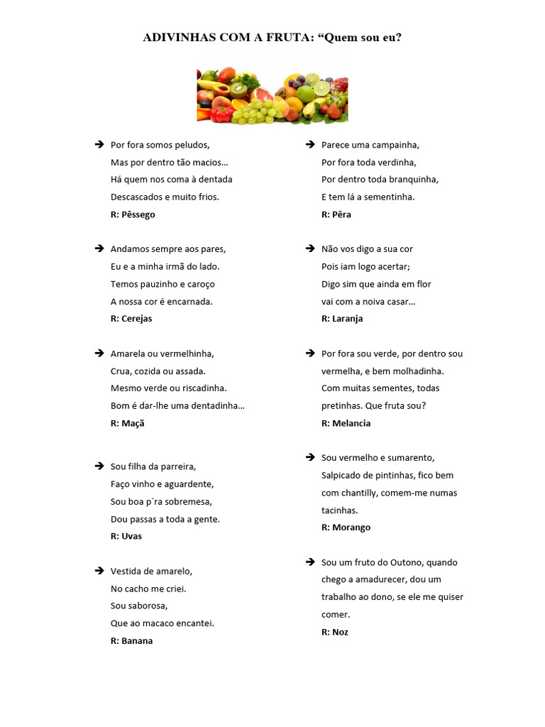 Adivinhas Com Frutas | PDF | Banana | Laranja (fruta)