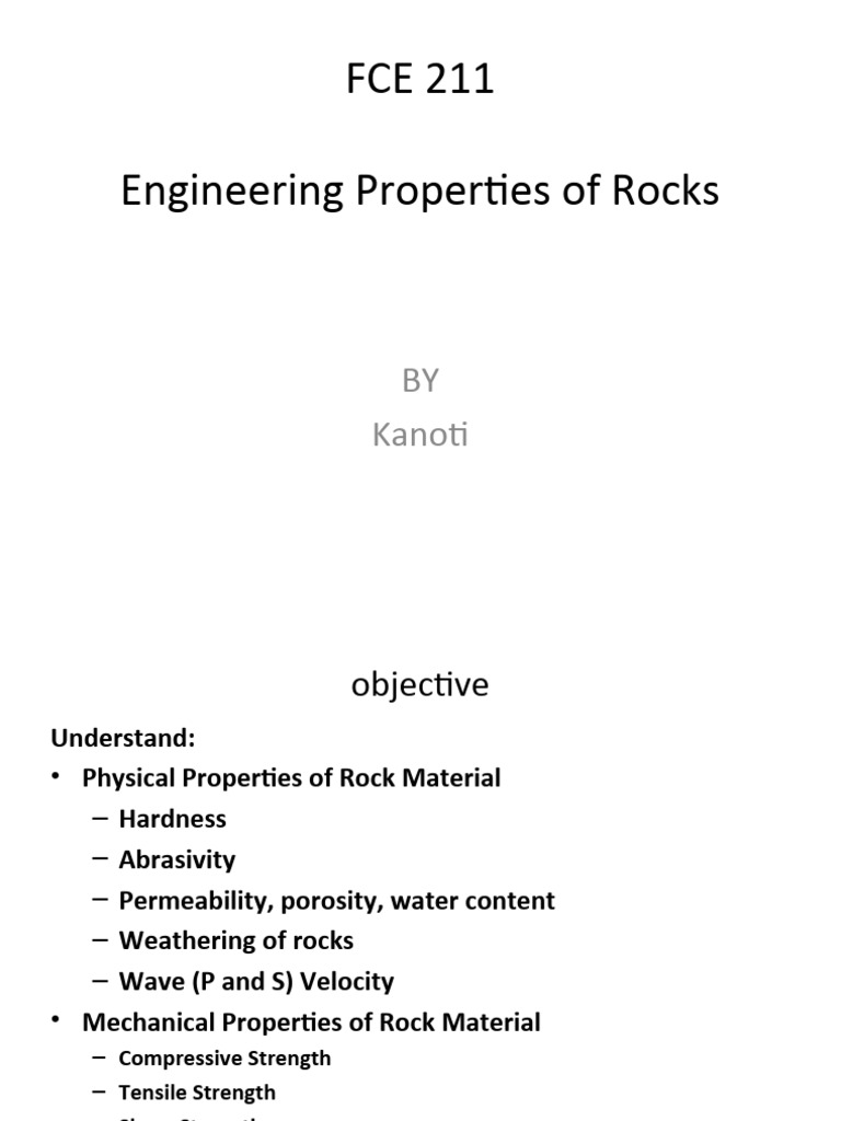 Lecture 1 - Engineering Properties of Rocks | PDF | Deformation ...