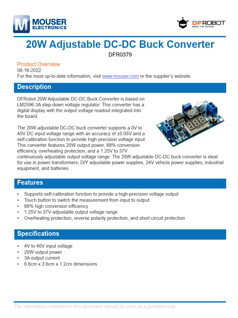 ProductOverview DFRobot DFR0379 | PDF | Technology & Engineering