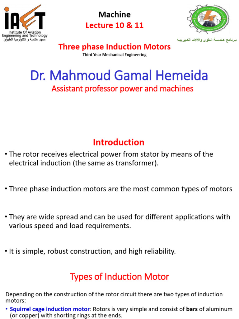 Lecture 10 & 11 three phase Induction Motor | PDF | Electric Motor ...