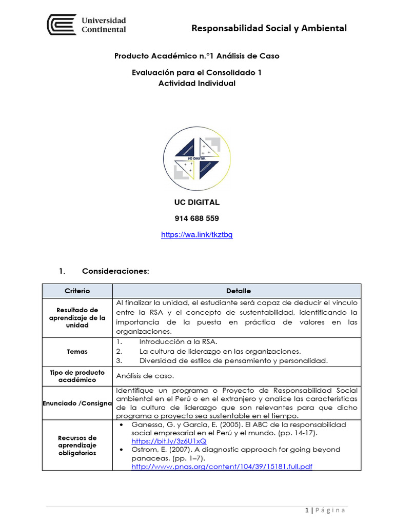 Pa1 Responsabilidad Social | PDF | Evaluación