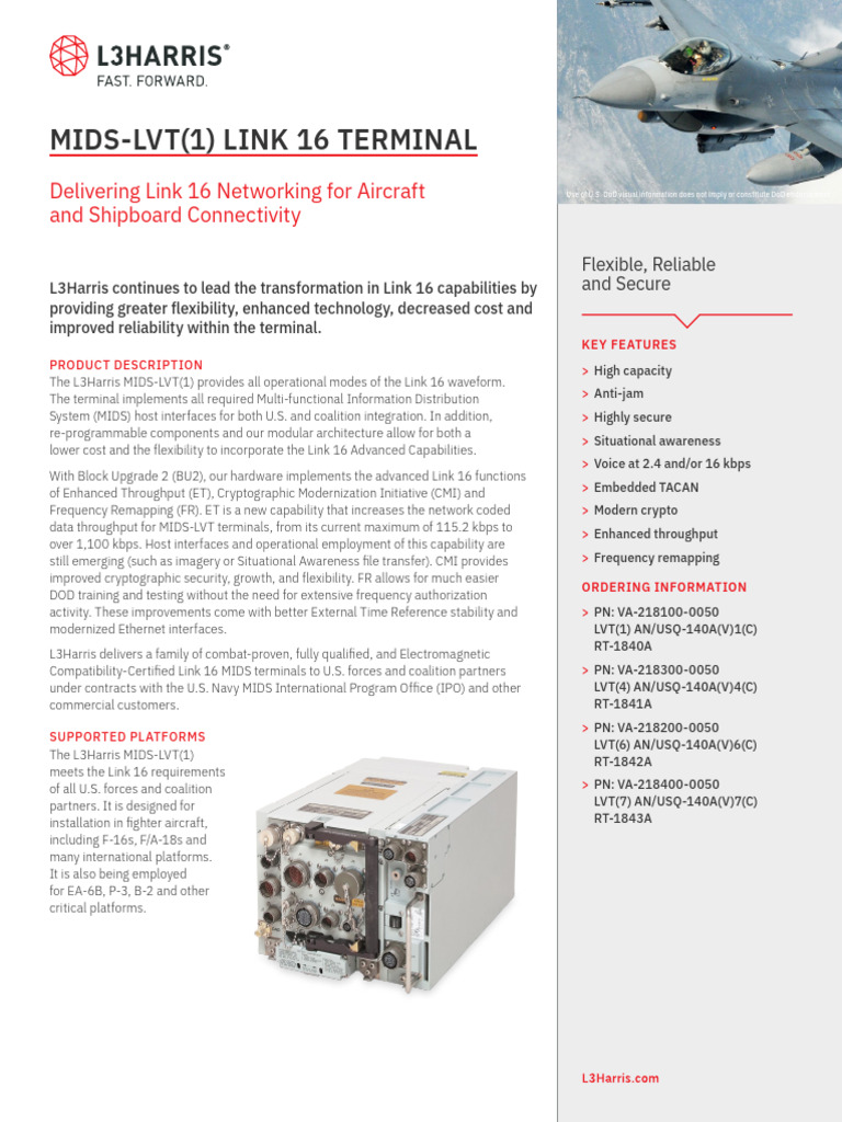 Cs Bcs Mids LVT 1 Link 16 Terminal Sell Sheet | PDF | Telecommunications Engineering | Military ...