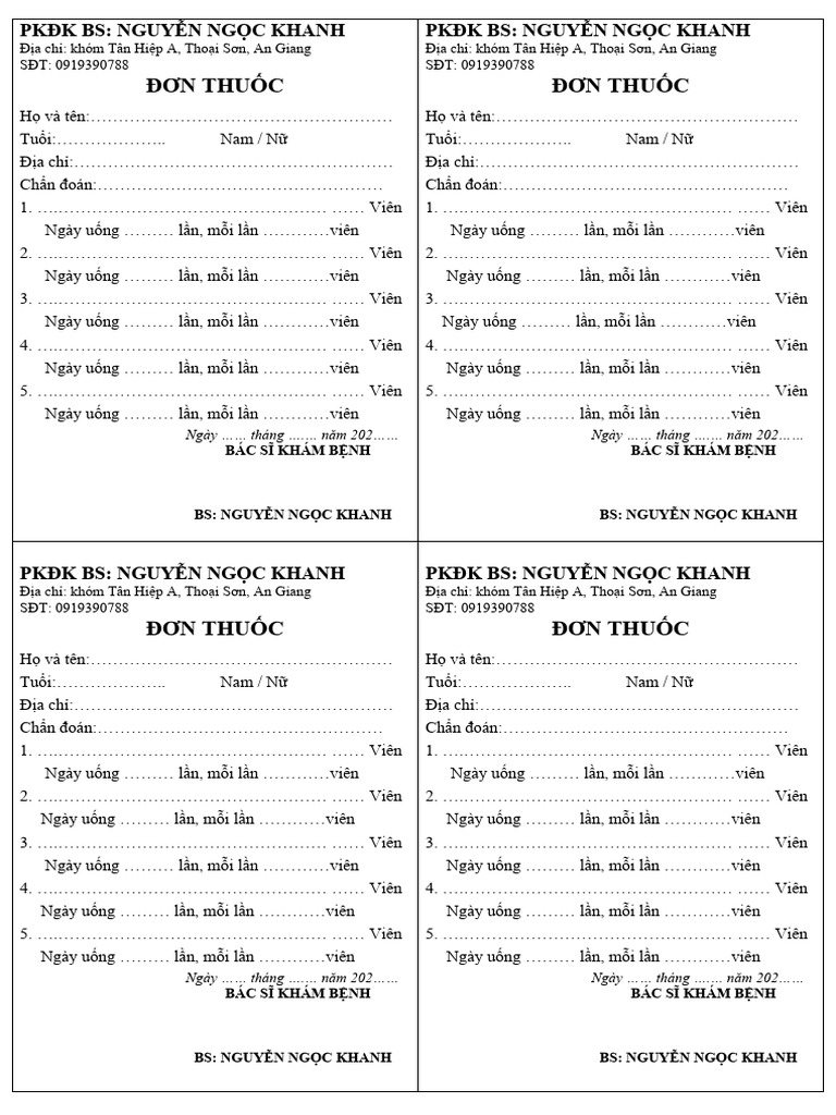 mẫu đơn thuốc | PDF