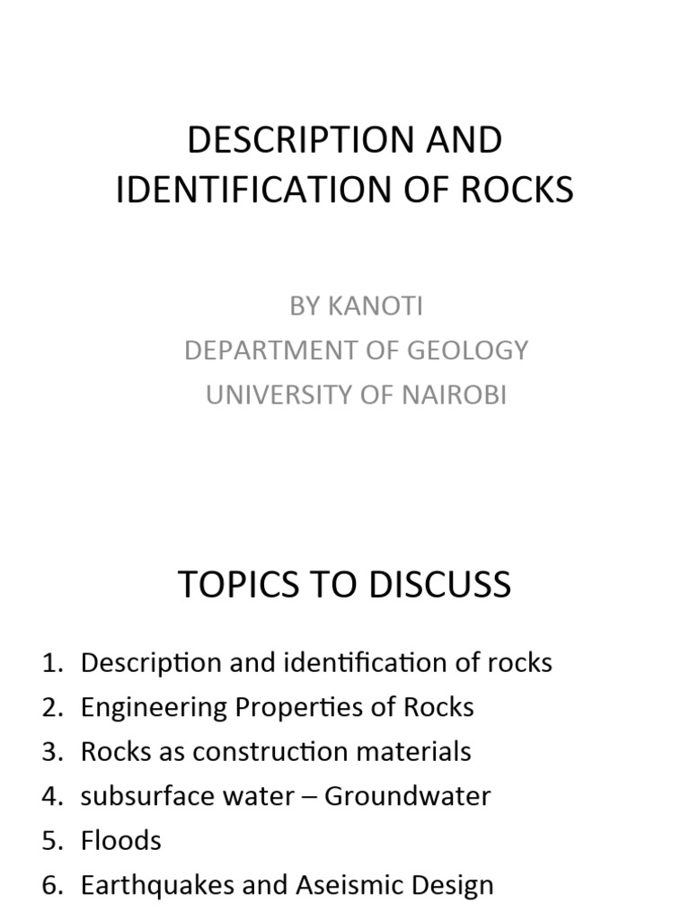 Lecture 1a - Description and Identification of Rocks | PDF | Rock ...