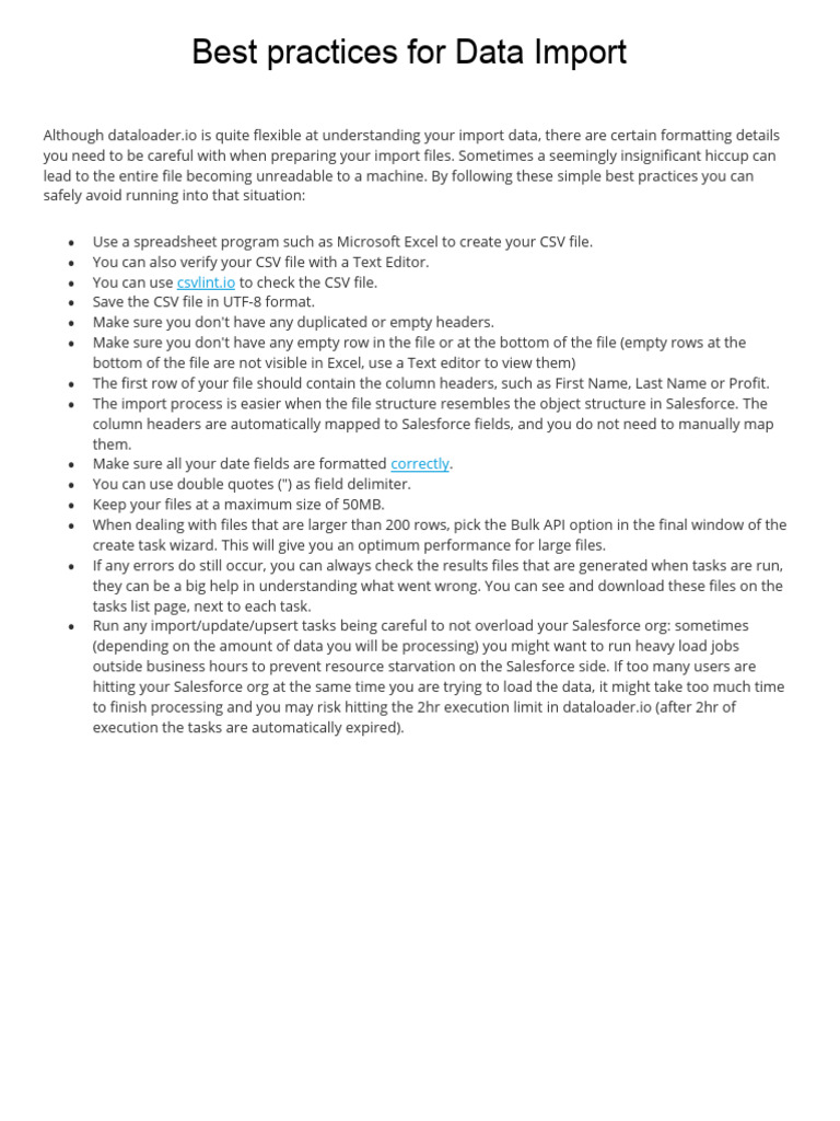 Best Practices For Data Import | PDF | Computers | Technology & Engineering