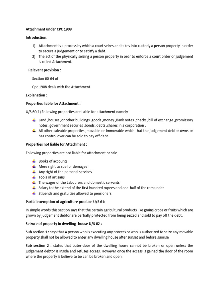 Attachment Under CPC 1908 | PDF | Property | Private Law