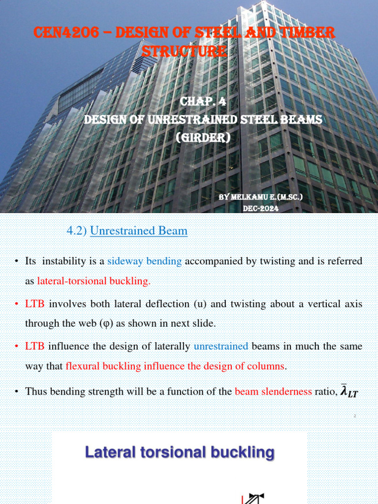 Chapter - 4 Un-Restrained Beam PDF | PDF | Buckling | Beam (Structure)