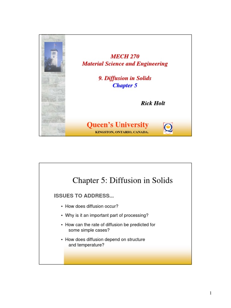 Chapter 5: Diffusion in Solids: Queen's University | PDF | Diffusion | Atoms