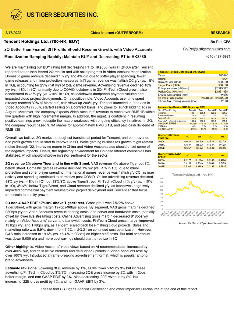 US Tencent | Download Free PDF | Tencent | Gross Margin
