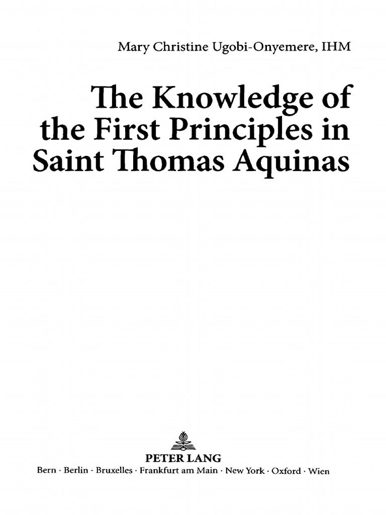 The Knowledge of The First Principles in Saint Thomas Aquinas | PDF ...