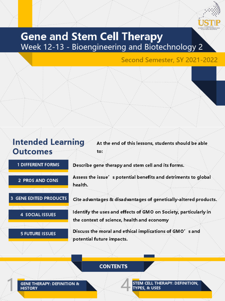 Week 12-13 Part 2 Gene Therapy Stem Cell Therapy | Download Free PDF | Viral Vector | Stem Cell