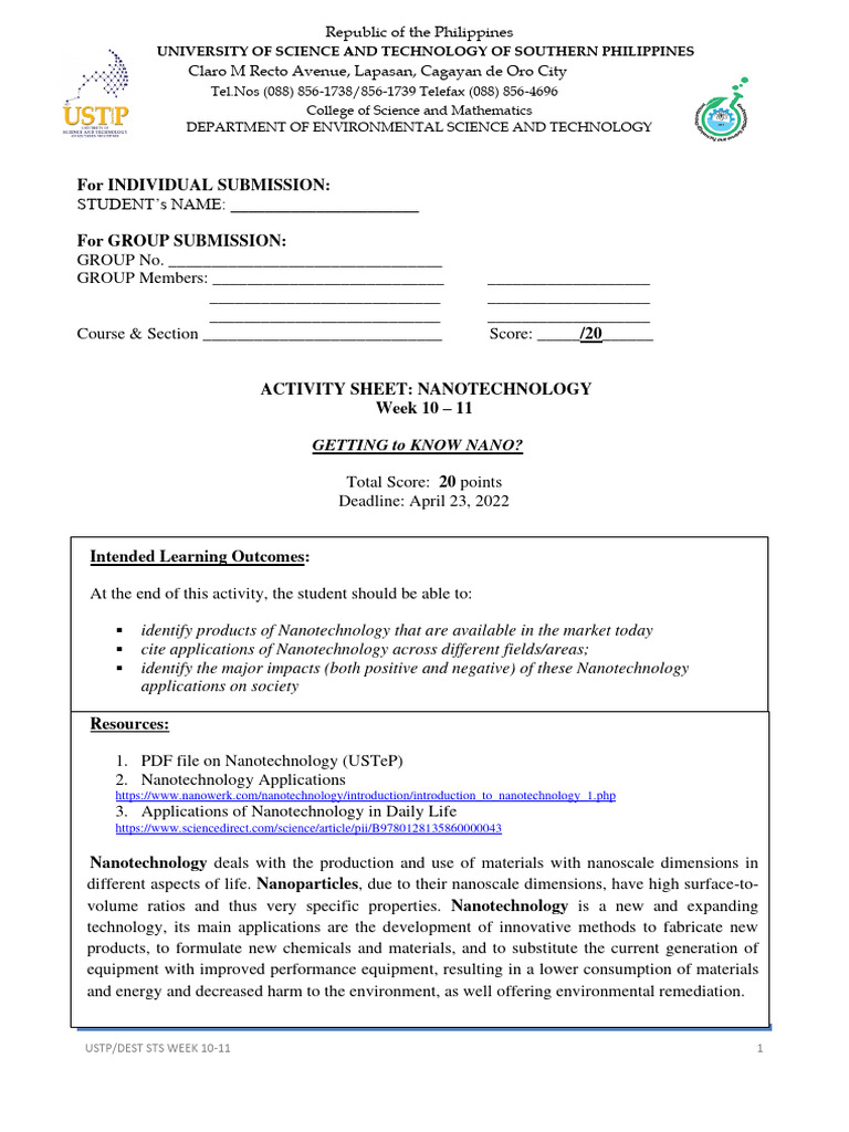 Nanotech Activity for Students | PDF | Nanotechnology