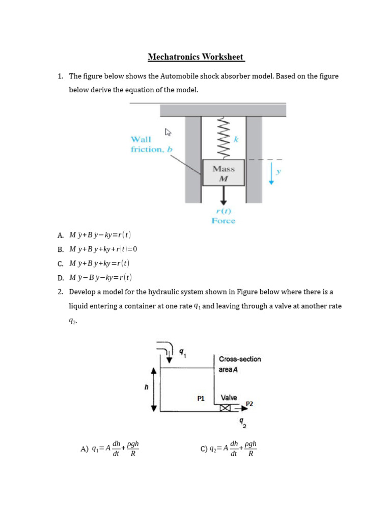 Introduction To Mechatronics Sample Question 2 For Exit Exam | PDF ...