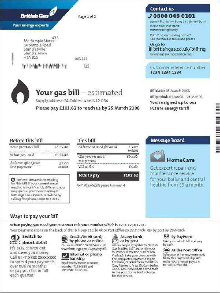 British Gas Bill | PDF