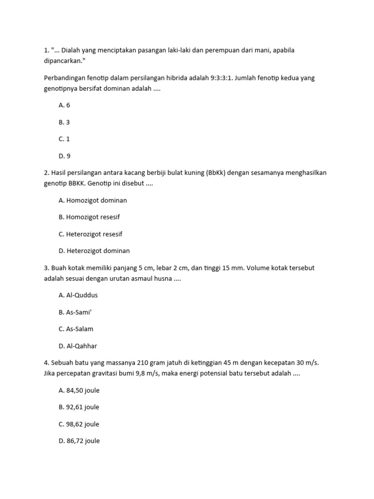 Soal Olim Ipa Mts | PDF | Sains & Matematika