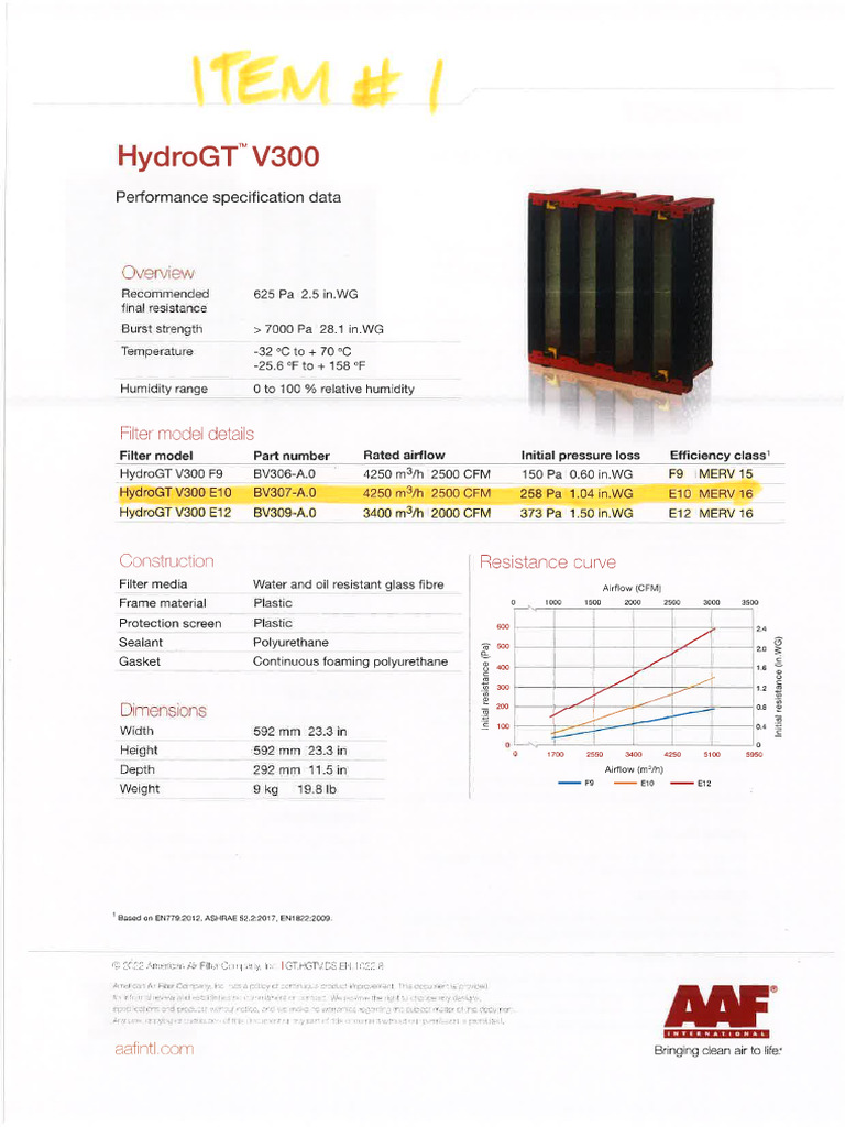 AAF Filter Specs For Gas Turbines | PDF