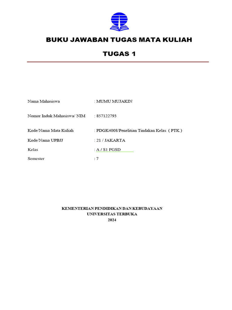 1.MUMU MUJAKIN - 857122793 - Penelitian Tindakan Kelas (PTK) - TT 1 | PDF | Sains & Matematika