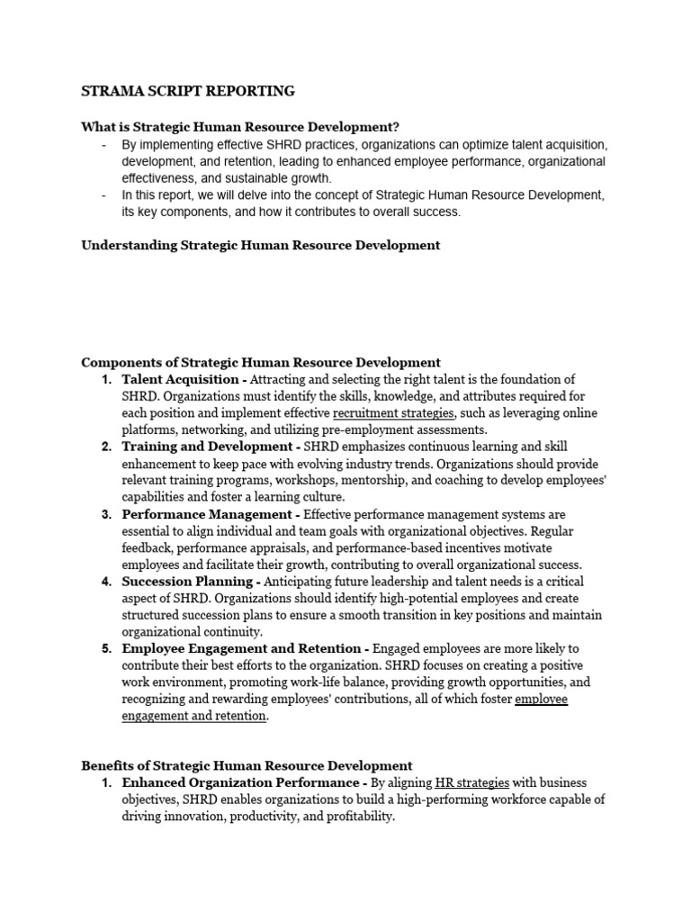 Strategic Human Resource Development Guide | PDF | Human Resource ...