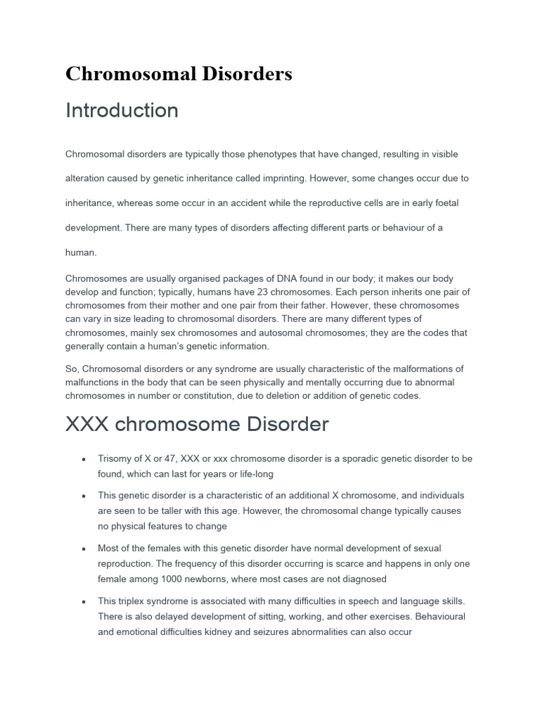 Chromosomal Disorders | Download Free PDF | Ploidy | Genetic Disorder
