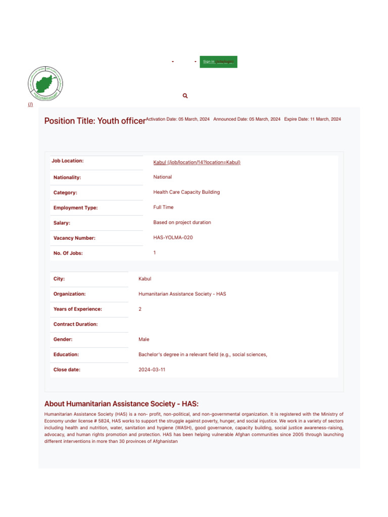 ACBAR - Youth Officer | PDF | Humanitarian Aid | Volunteering