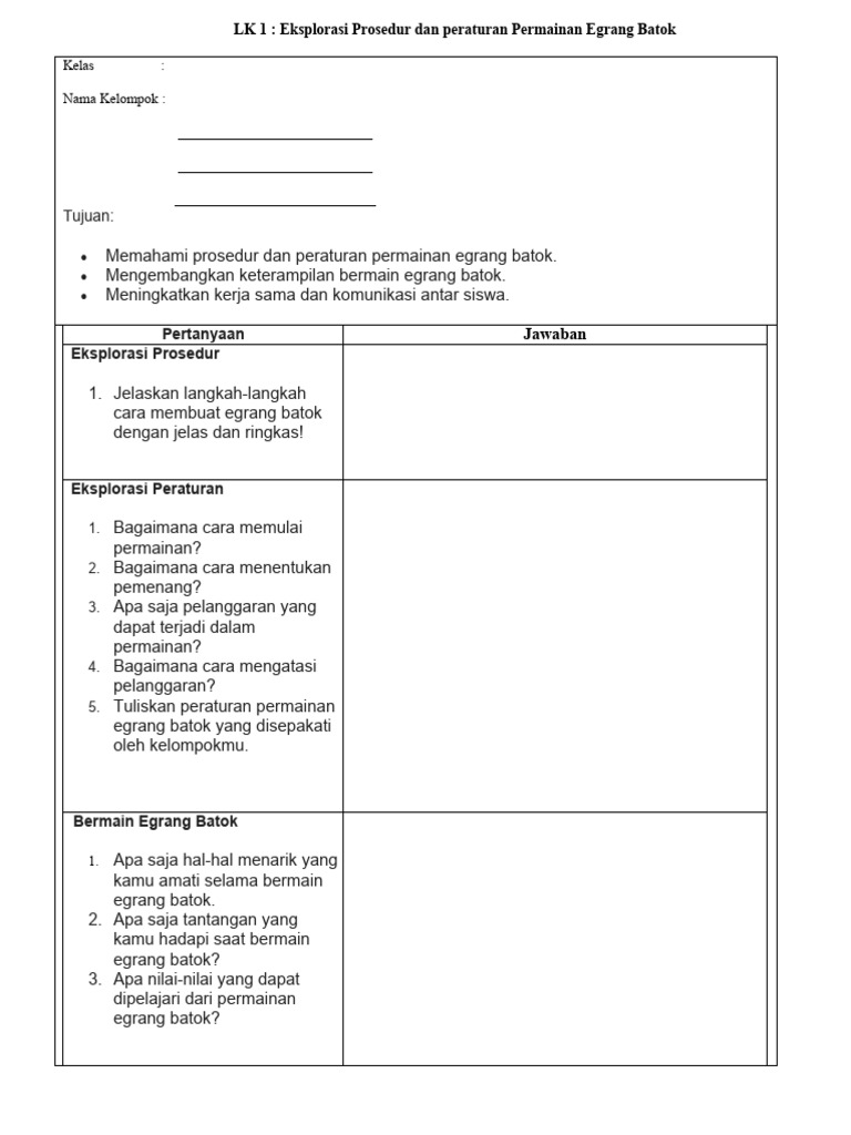 LK (Lembar Kerja) P5 Kearifan Lokal | PDF