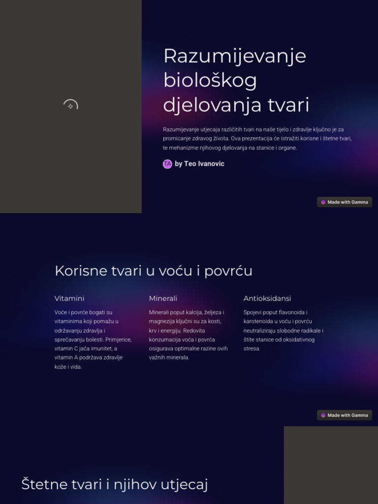 Razumijevanje Bioloskog Djelovanja Tvari | PDF