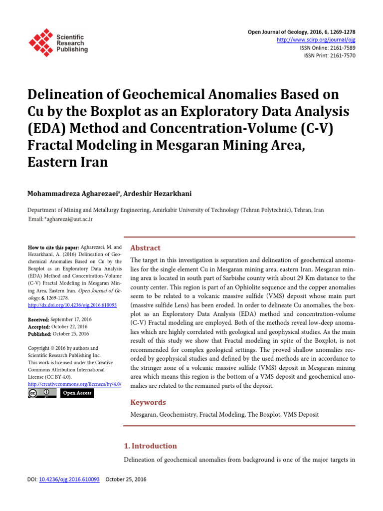 Delineation of Geochemical Anomalies Based On Cu B | PDF | Geology