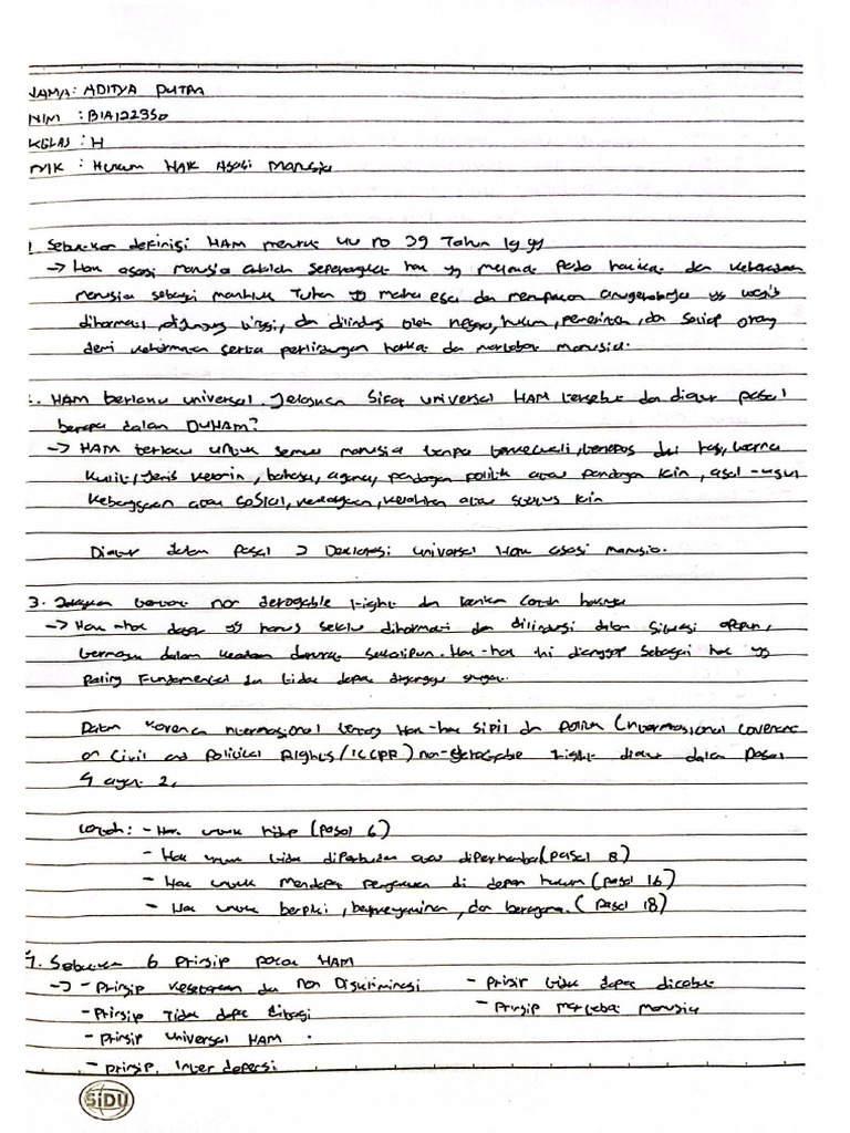 Aditya Putra - B1a122350 - Ham | PDF