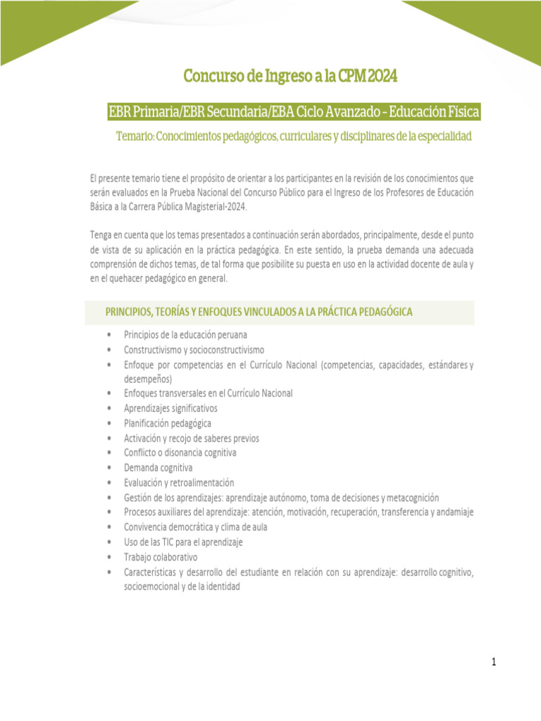 Educación Física EBR-Prim-Sec EBAA 2024 | PDF | Plan de estudios ...