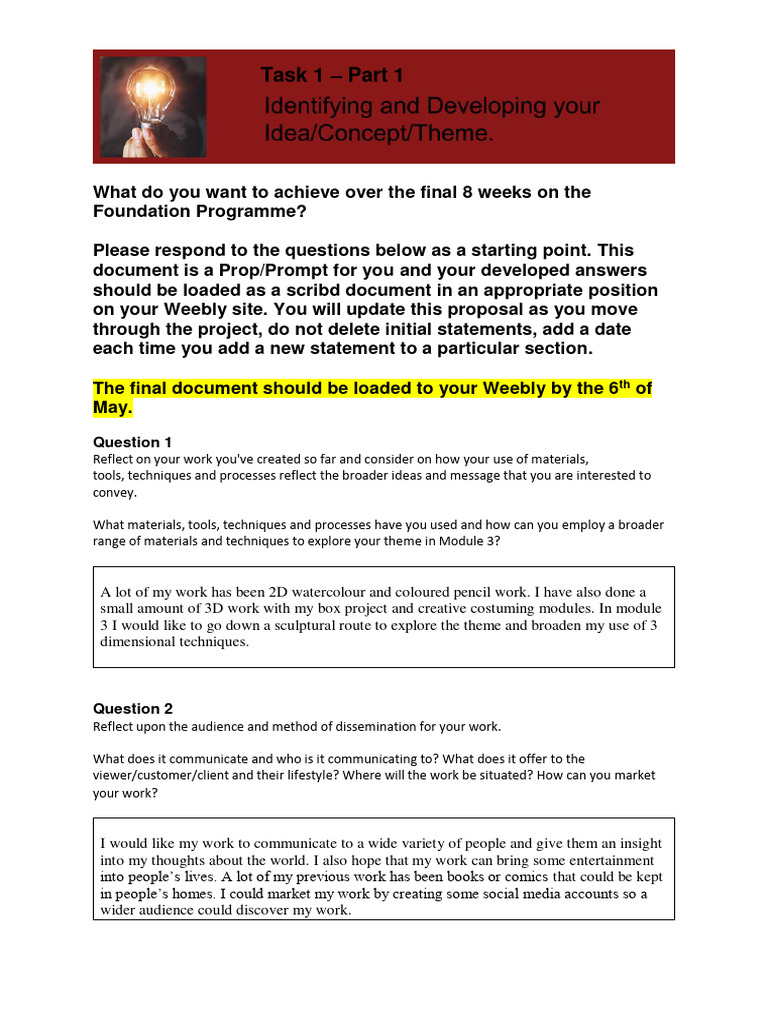 Final 8 Weeks Foundation Project Plan | PDF | Sustainability | 3 D ...