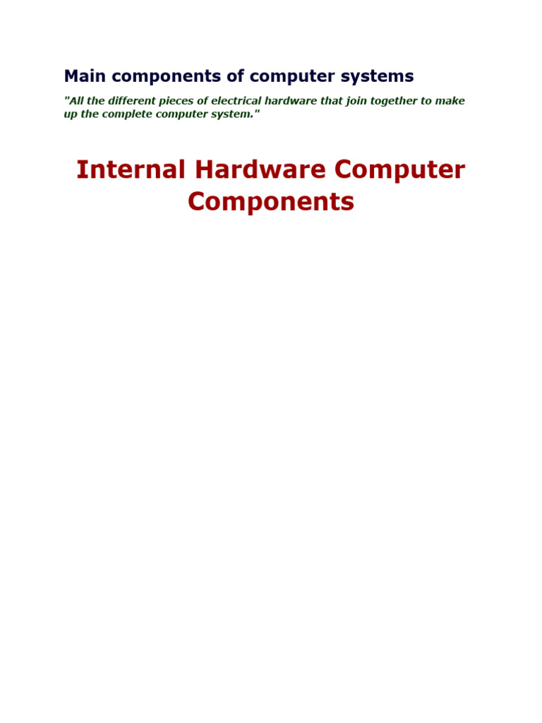 Week 2 - Internal Components of A Computer | PDF | Random Access Memory | Read Only Memory