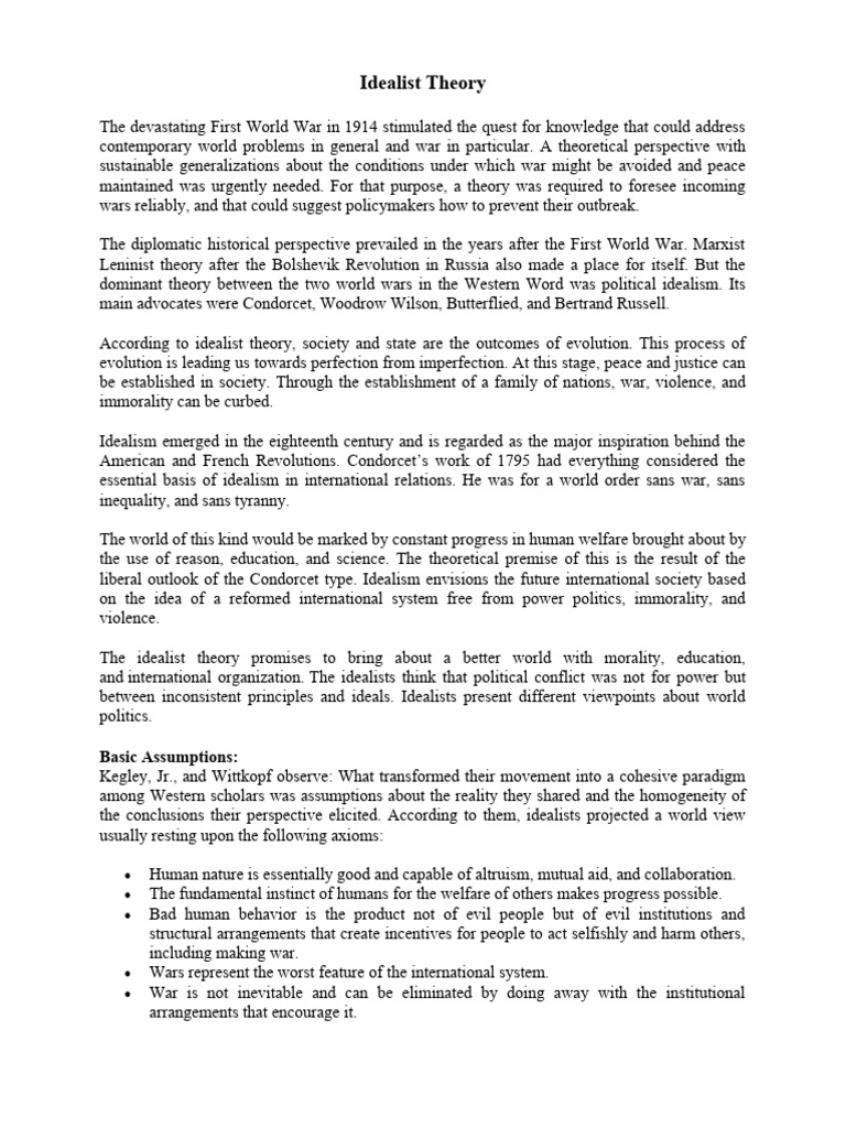 Idealist Theory | PDF | Idealism | Peace