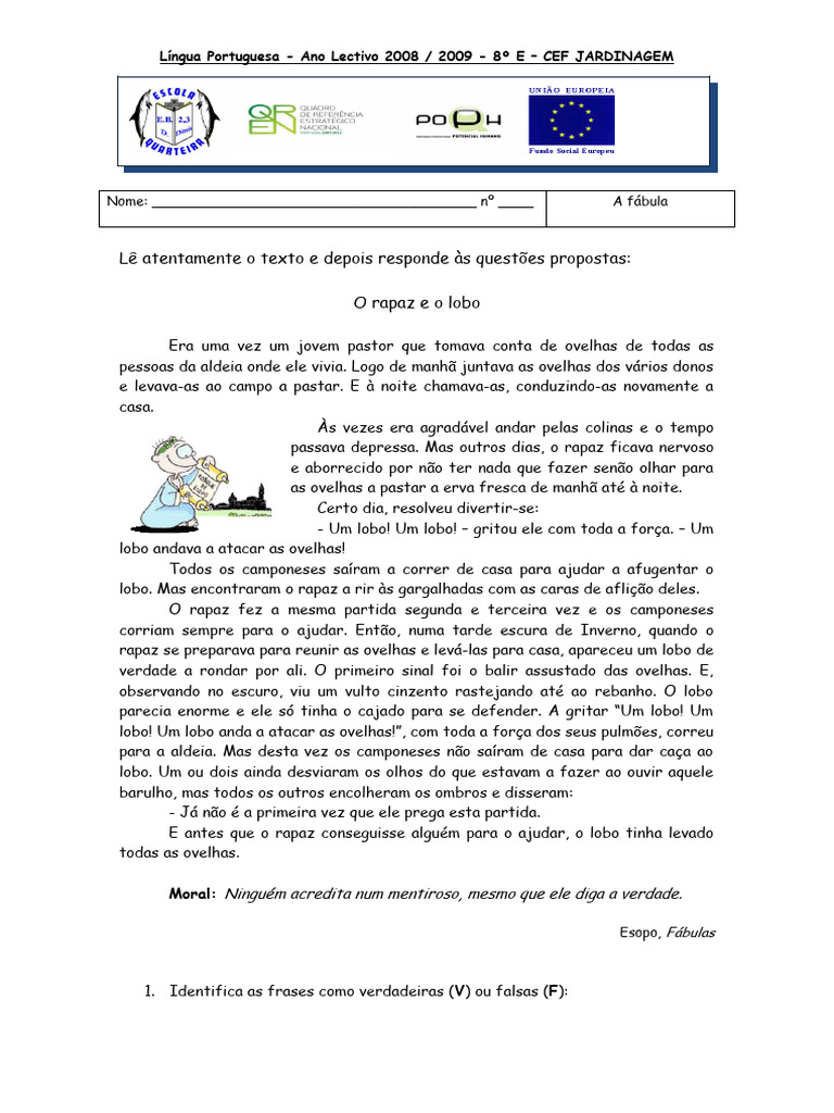 Ficha Fabula Pdf Fábula