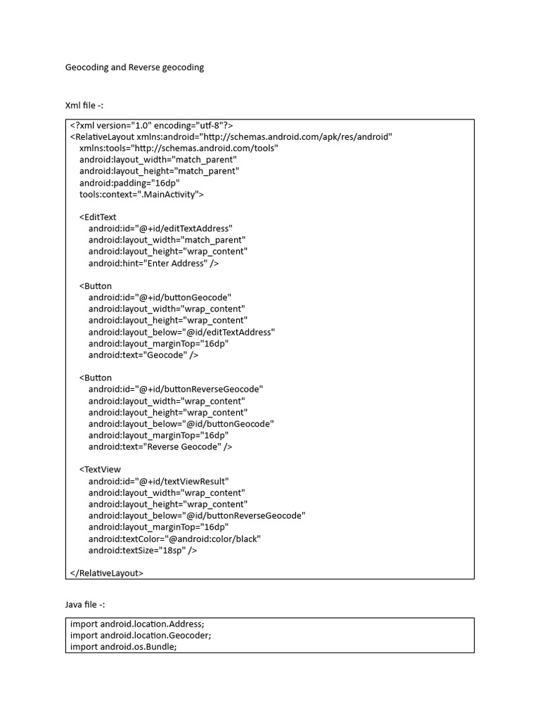 Geocoding and Reverse geocoding | PDF | Android (Operating System) | Operating System Families