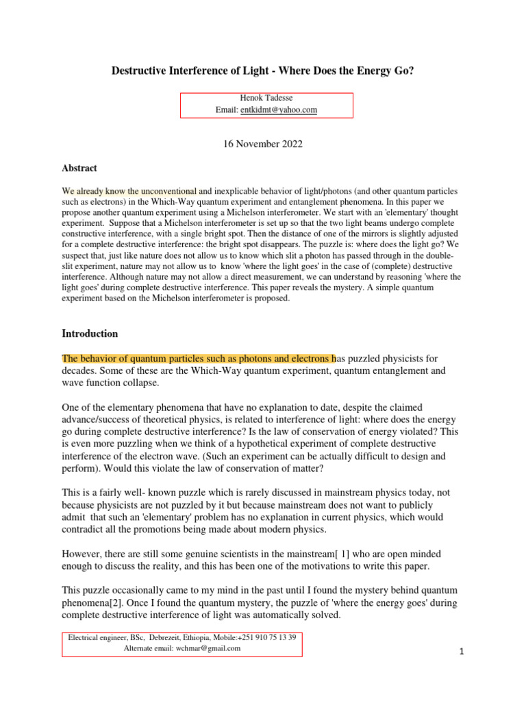 Destructive Interference of Light V3-1 | PDF | Light | Photon