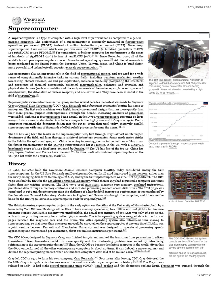 Overview of Supercomputers and Their Evolution | PDF | Supercomputer ...